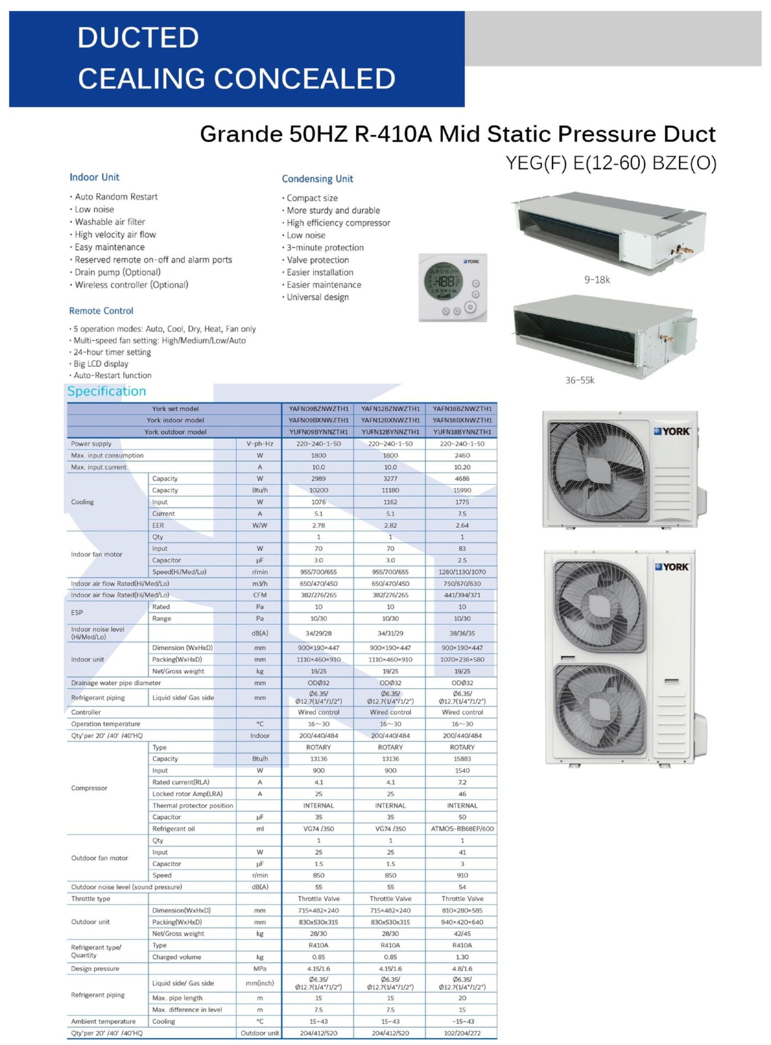 York Ceiling Concealed Duct Type Aircon 1-5TR – Mr. Aircon PH